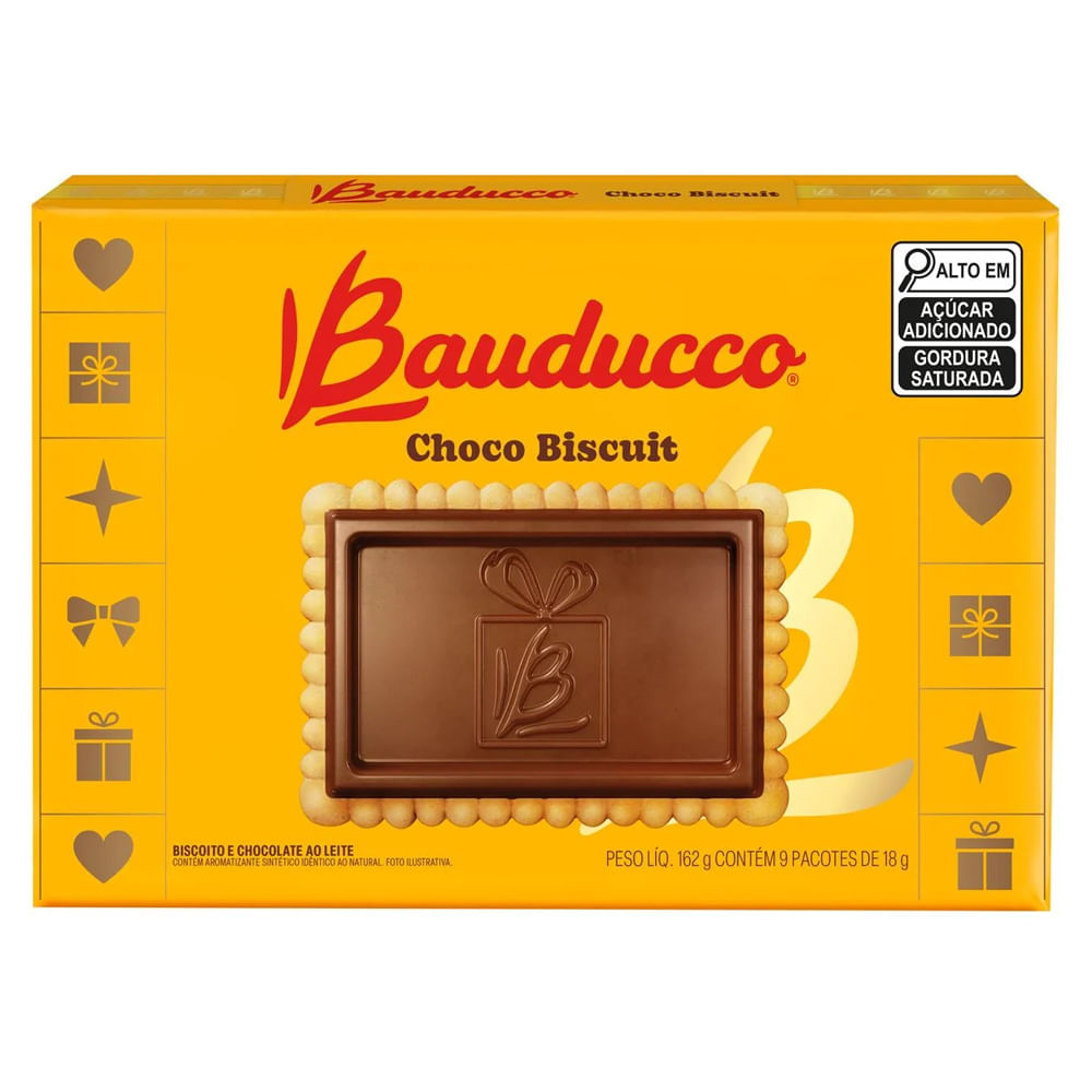 Biscoito Recheado Bauducco Choco Biscuit 162g - fortatacadista